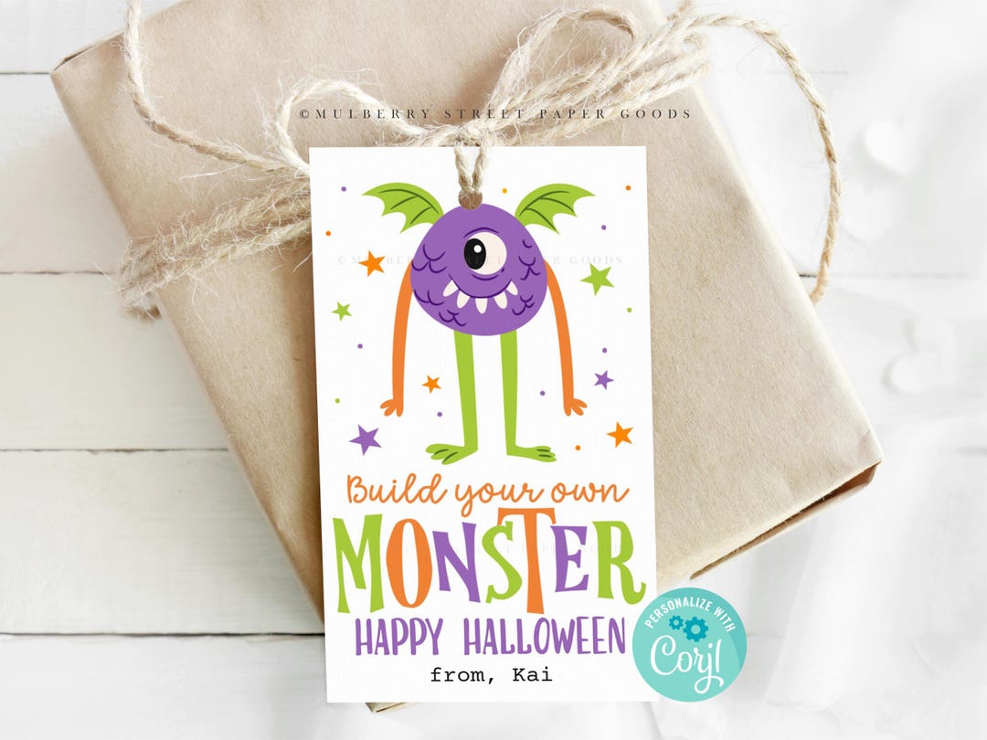 Halloween Build Your Own Monster Gift Tag Printable Halloween Party ...