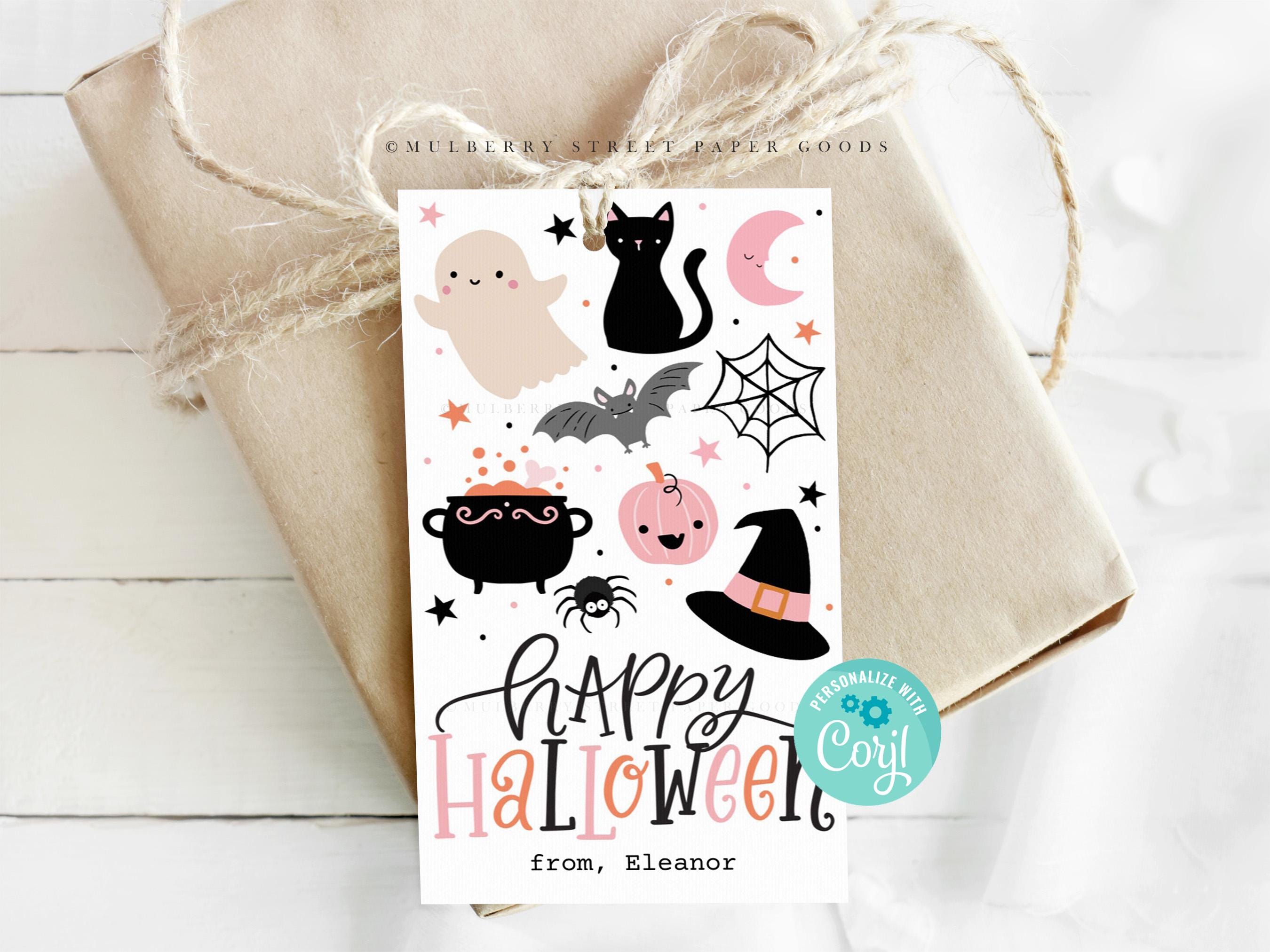 Happy Halloween Gift Tag Printable Pink Halloween Party Favors Tag ...