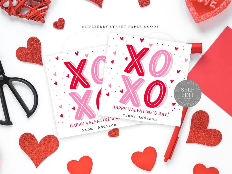 Printable XOXO Valentine Card Printable Classroom Valentine's Day Gift ...
