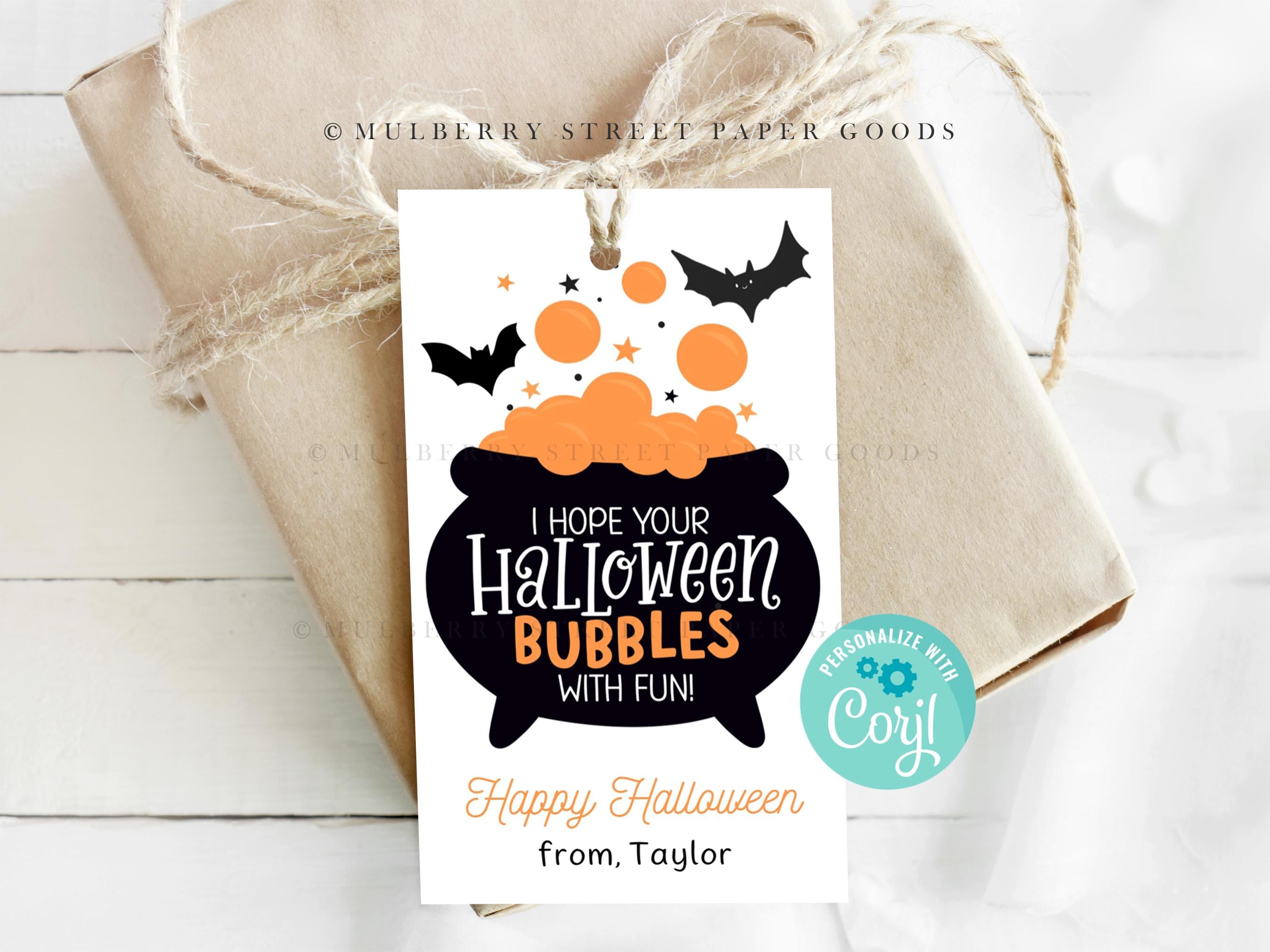 Halloween Gift Tag Printable Halloween Bubbles With Fun Treat Tag ...
