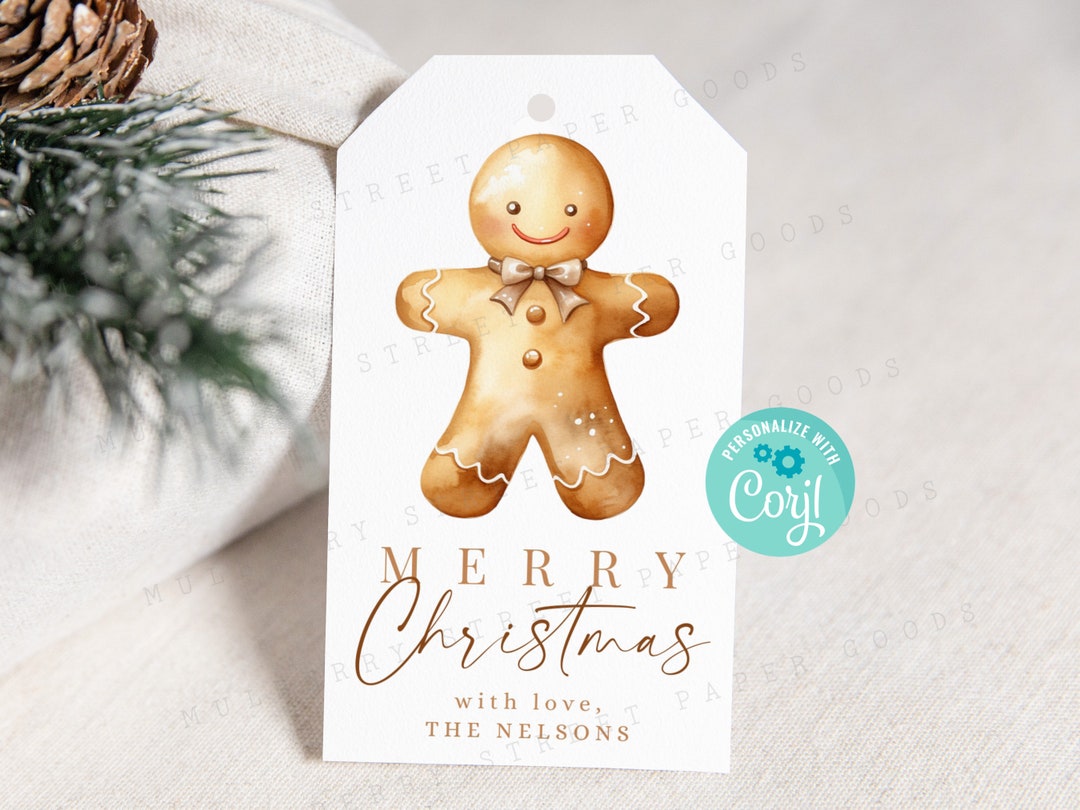 Printable Merry Christmas Gingerbread Man Gift Tag, Sweet Gingerbread ...