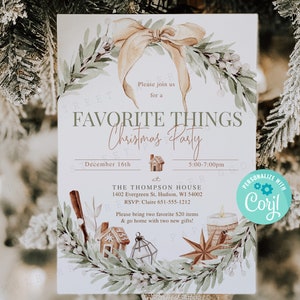 Editable Favorite Things Christmas Party Invitation, Printable Holiday ...