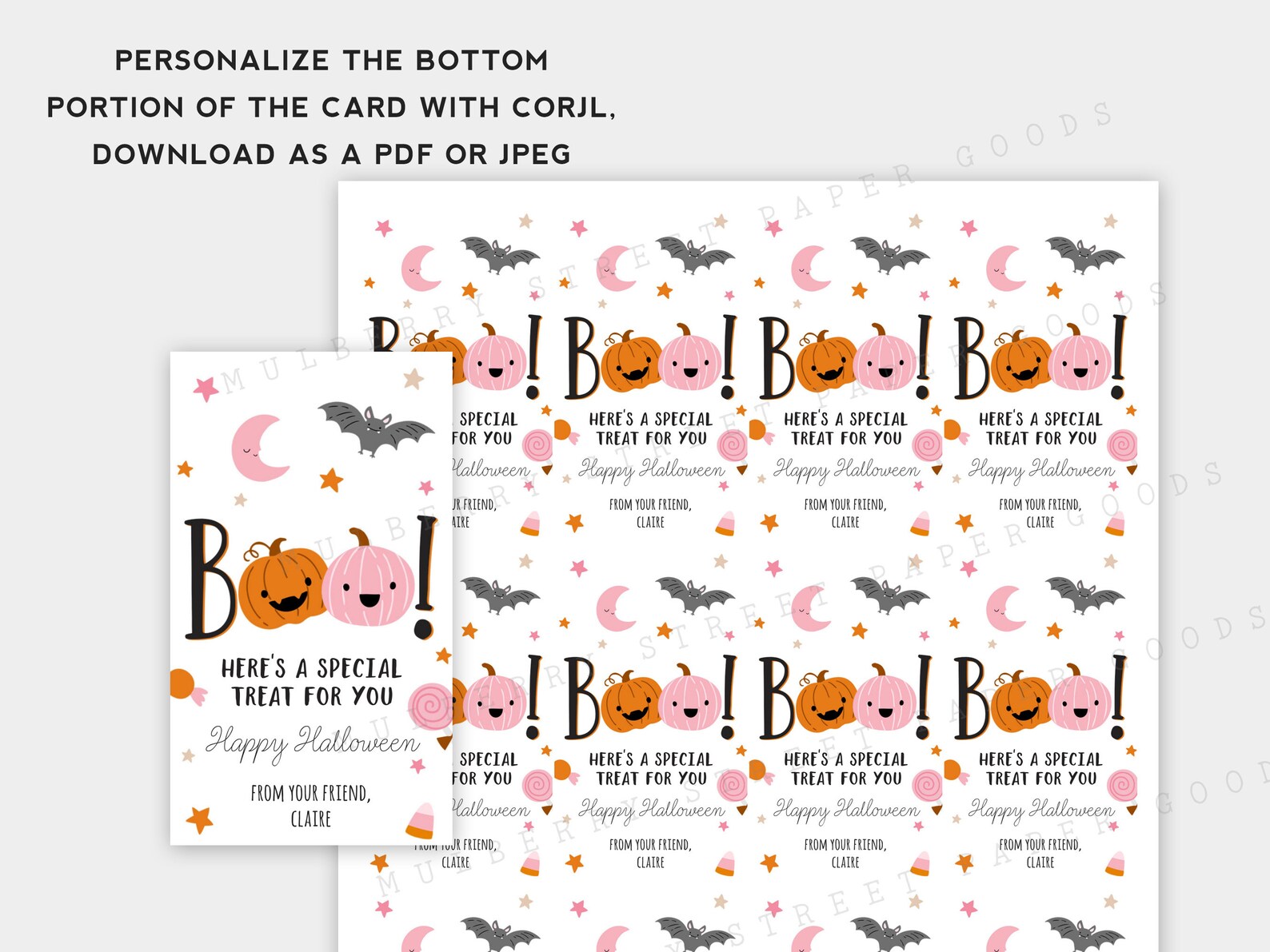 Printable Boo Here's a Special Treat for You Halloween Gift Tag, Happy ...