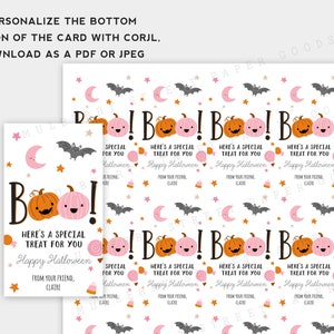 Printable Boo Here's a Special Treat for You Halloween Gift Tag, Happy ...