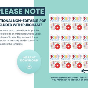 Donut Back to School Gift Tag Printable First Day of School Sweet Treat ...