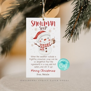 Snowman Soup Gift Tag Digital Download Christmas Hot Cocoa Gift Tag ...