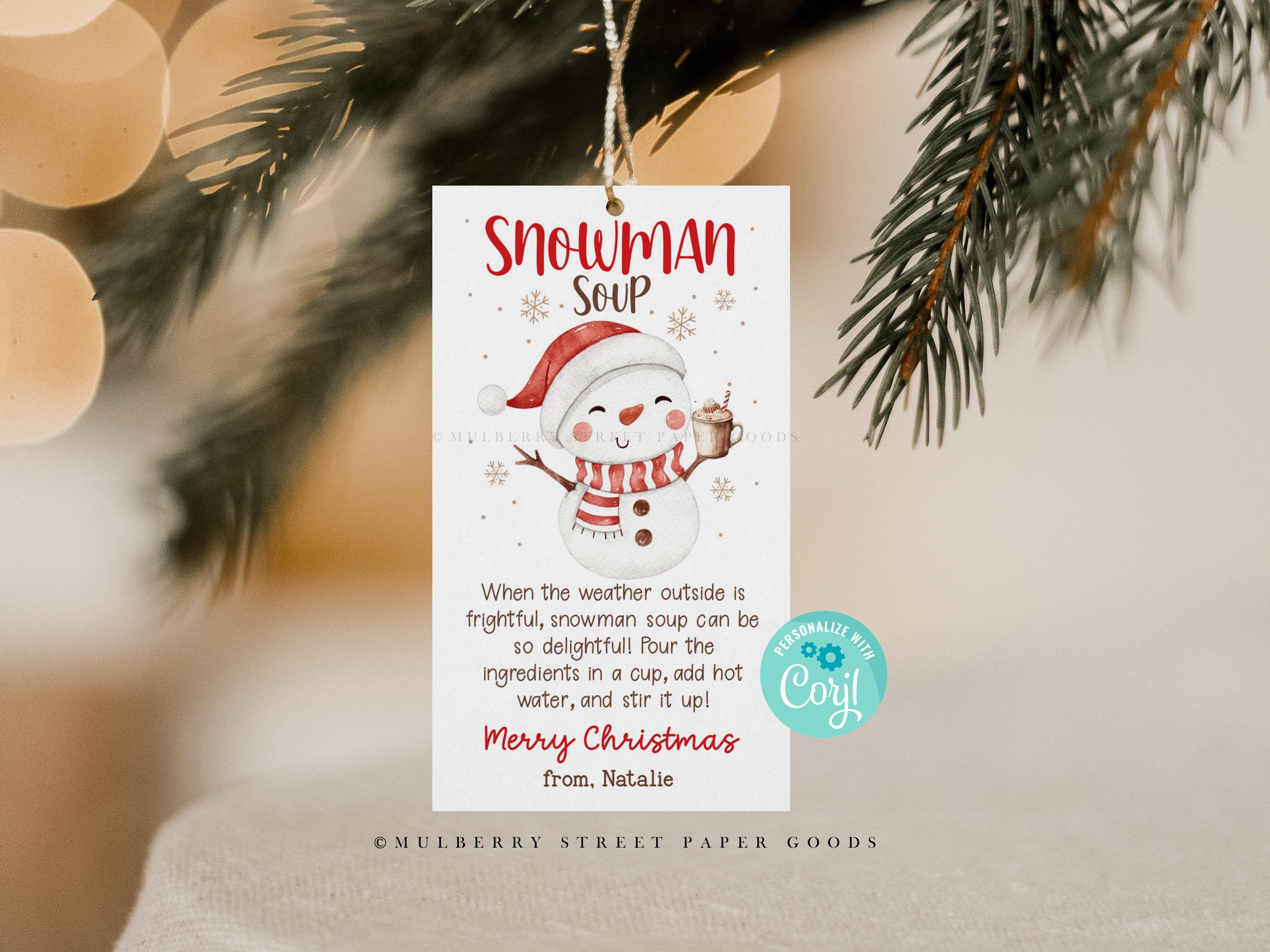 Snowman Soup Gift Tag Digital Download Christmas Hot Cocoa Gift Tag ...