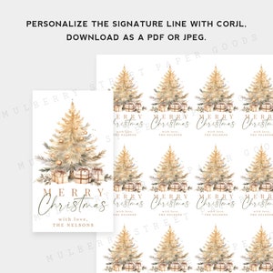 Printable Merry Christmas Gift Tag, Pretty Christmas Tree Editable Tag ...