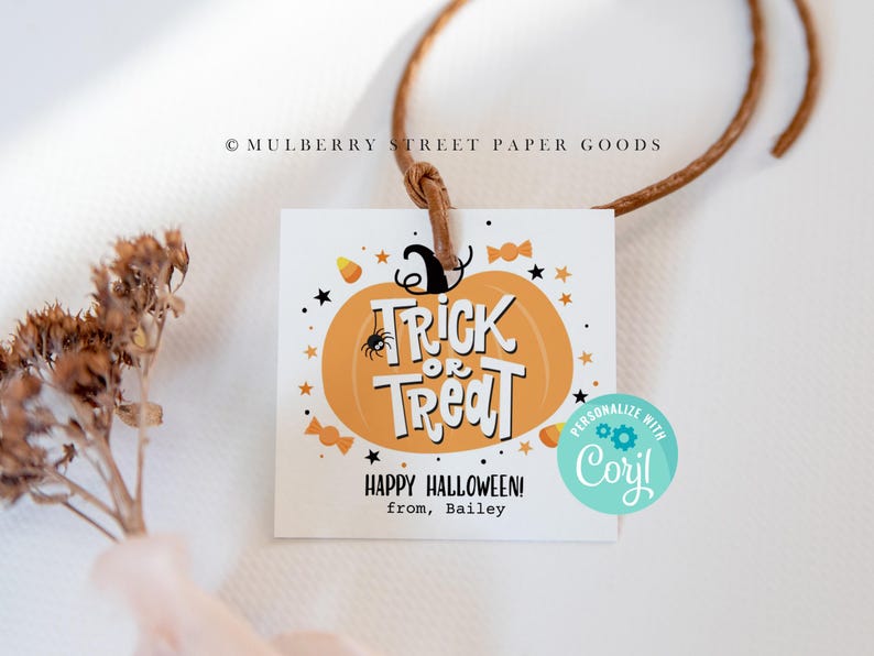 Halloween Circle Sticker Printable Trick or Treat Halloween Tag Party ...
