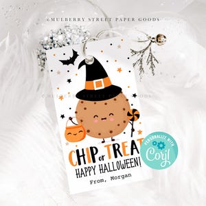 Printable Chip or Treat Halloween Cookie Gift Tag, Halloween Party Gift ...