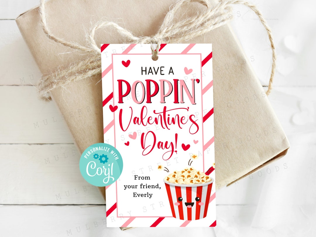 Printable Have a Popping Valentine's Day Card, Popcorn Valentine Tag ...