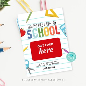 Printable First Day of School Gift Card Holder, Welcome Back to School ...