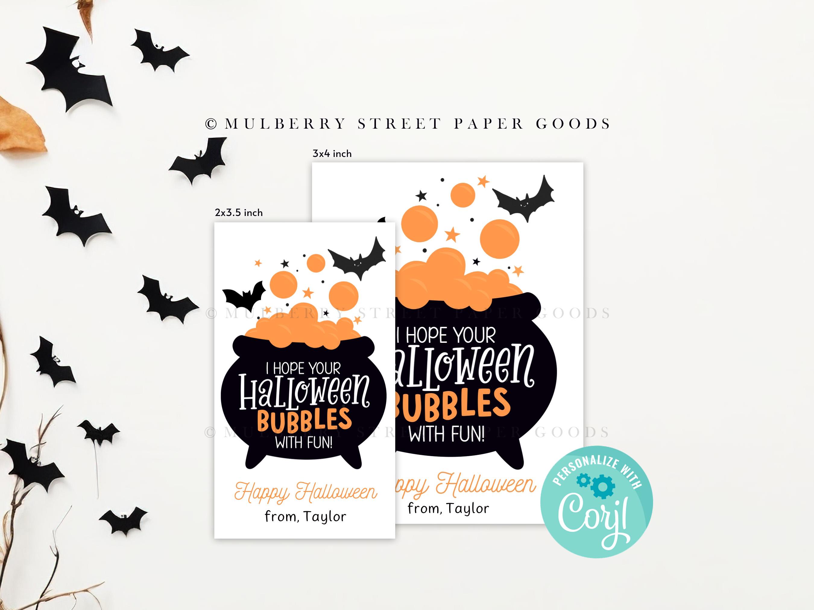 Halloween Gift Tag Printable Halloween Bubbles With Fun Treat Tag ...