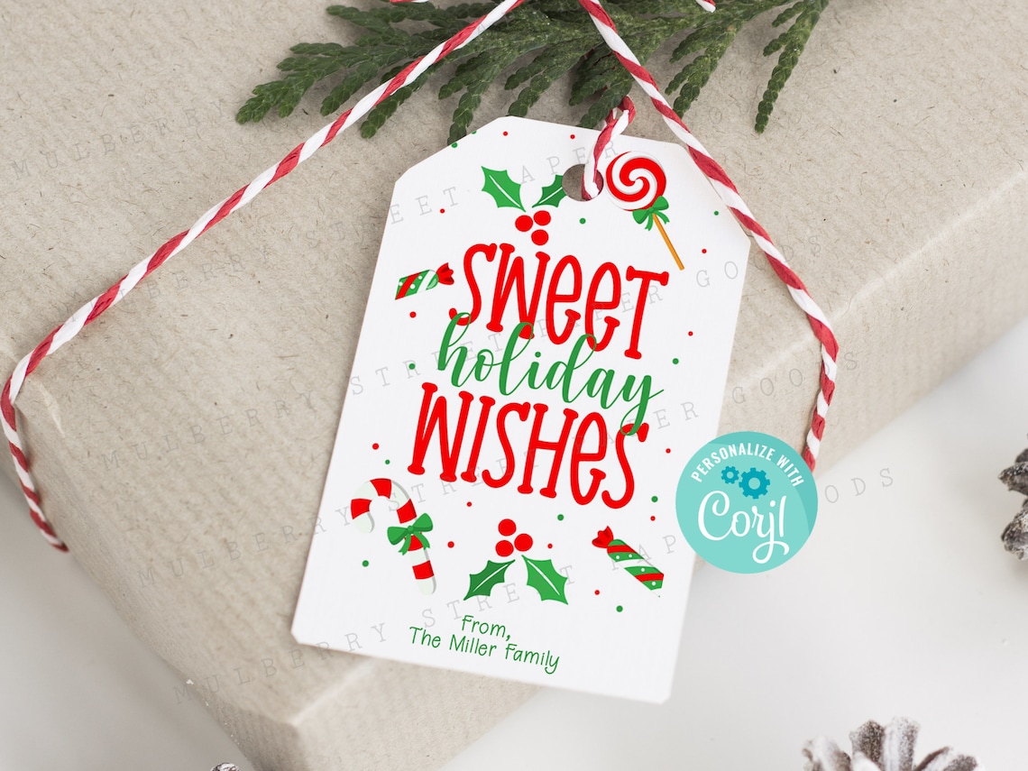 Printable Sweet Holiday Wishes Gift Tag Christmas Sweets Tag - Etsy