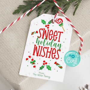 Printable Sweet Holiday Wishes Gift Tag, Christmas Sweets Tag, Sweet ...