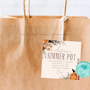 Editable Autumn Simmer Pot Git Tag Fall Simmering Potpourri Gift Tag ...