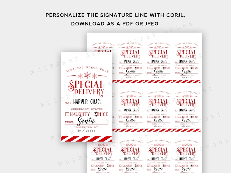 Personalized Santa Christmas Gift Tag Digital Download Editable Gift ...