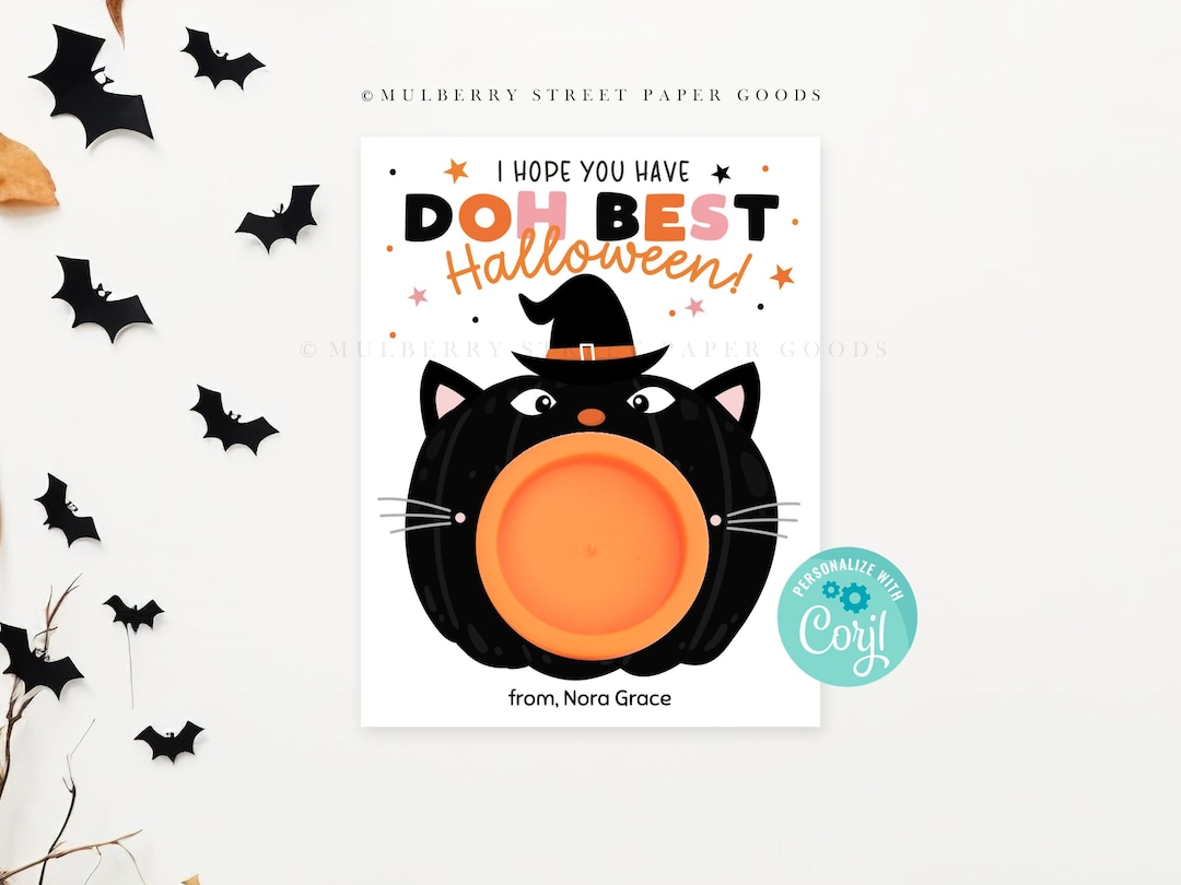 Halloween Play Dough Holder Printable Cute Cat Have Doh Best Halloween ...