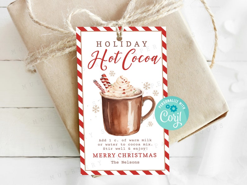 Holiday Hot Cocoa Gift Tag Printable, Christmas Hot Chocolate Mix ...