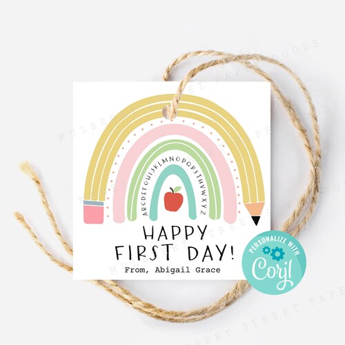 Printable First Day of School Gift Tag School Supplies - Etsy