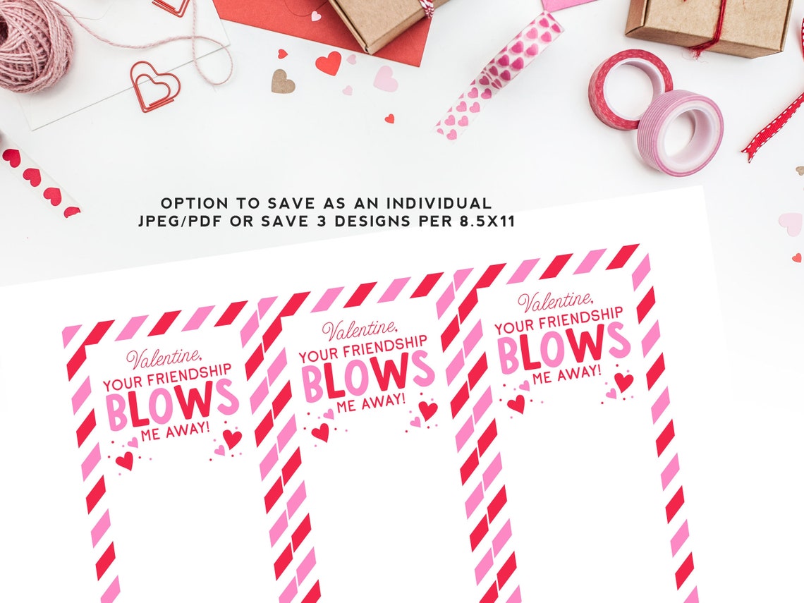 Printable Bubble Wand Valentine's Day Card, Instant Download Bubble ...