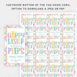 Printable Happy Easter for All of My Peeps Gift Tag, Hoppy Easter Peeps ...