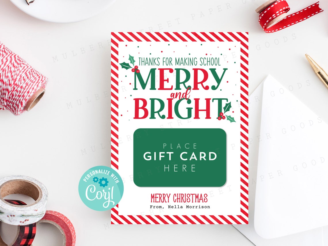 Printable Thank You for Making School Merry and Bright Gift - Etsy