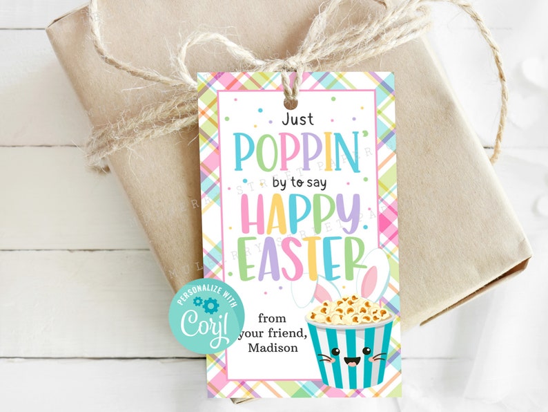 Printable Just Popping by to Say Happy Easter Tag Happy - Etsy