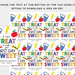 A Little Treat to Make the First Day Sweet Gift Tag, First Day of ...