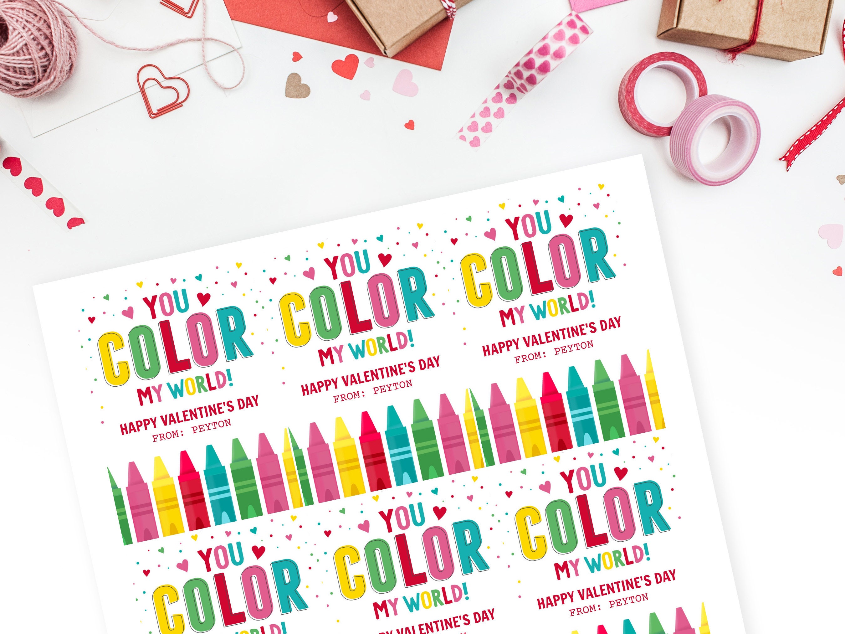 Printable Color My World Valentine's Day Card Instant | Etsy