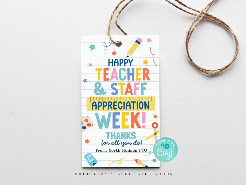 Teacher Staff Appreciation Gift Tag Printable Instant Download Teacher ...
