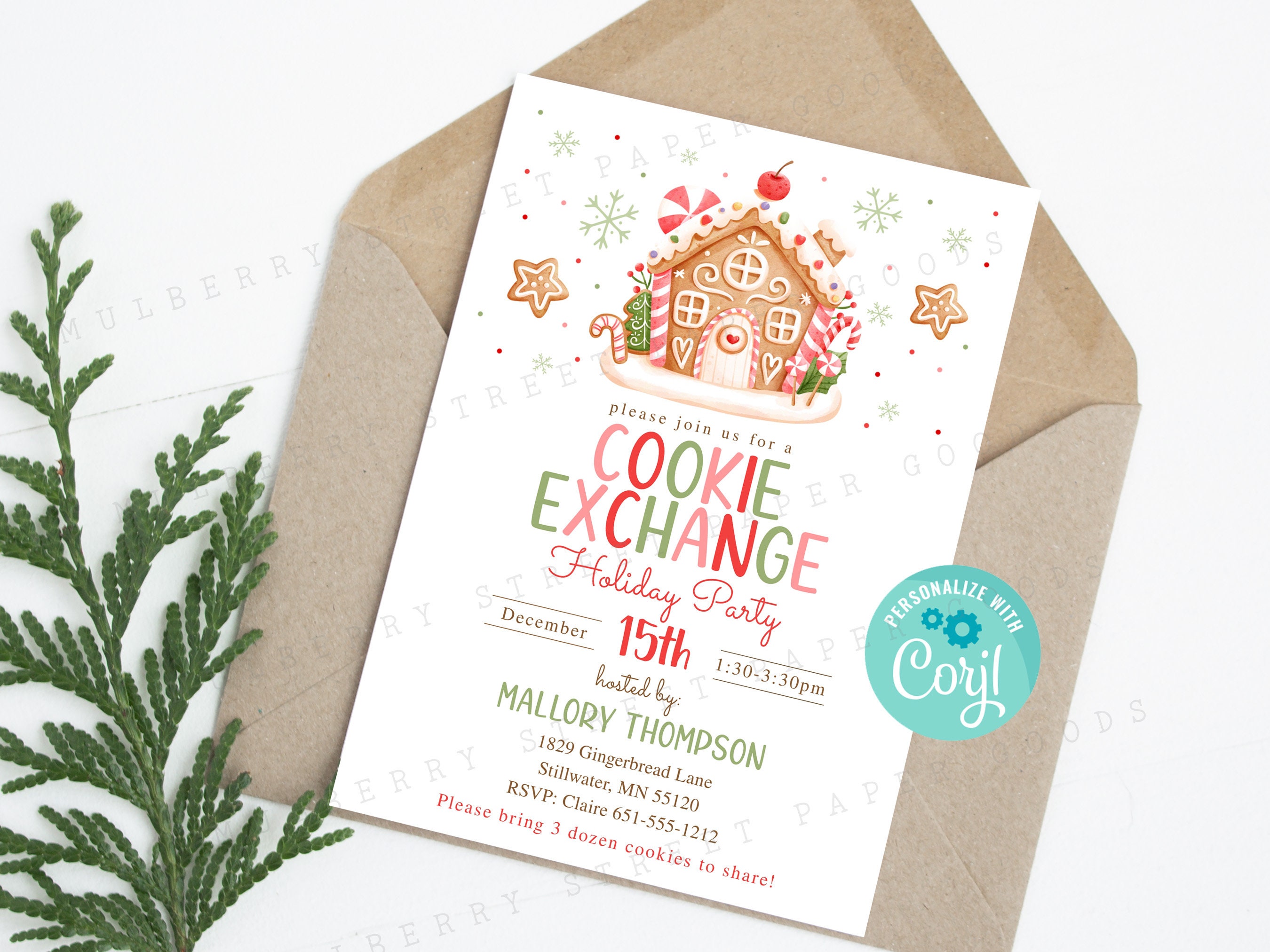 Cookie Exchange Holiday Party Invitation Template, Printable Cute ...