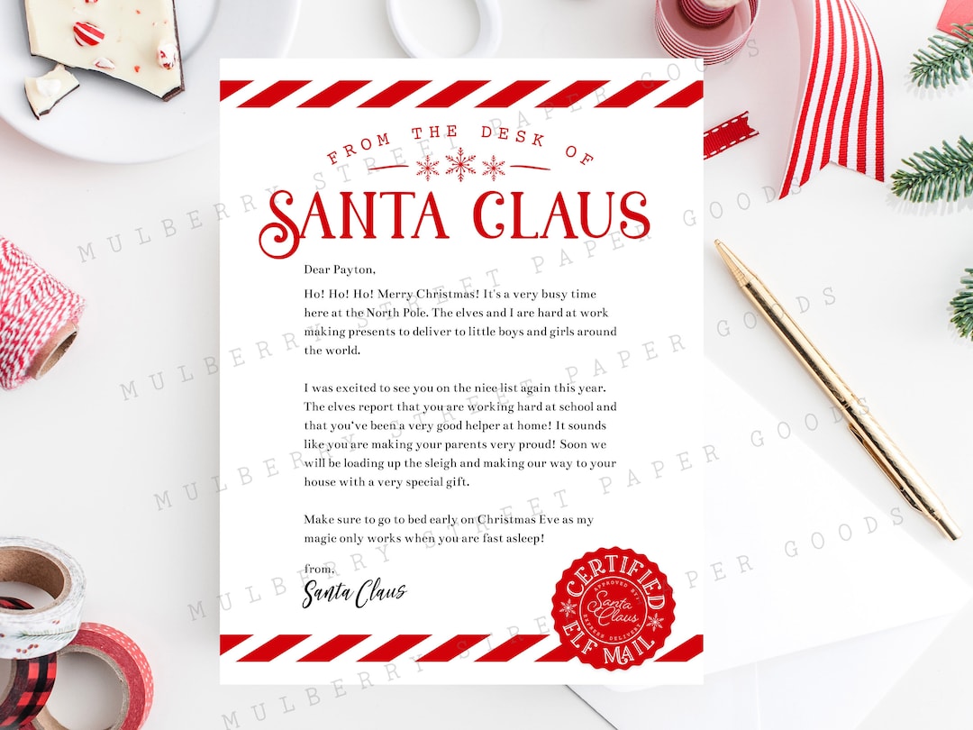Editable Letter From Santa Canva Template Digital Download Personalized ...