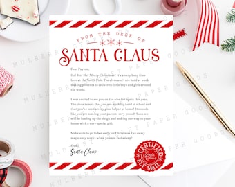 EDITABLE Letter From Santa Claus, Personalized Letter From Santa, From ...