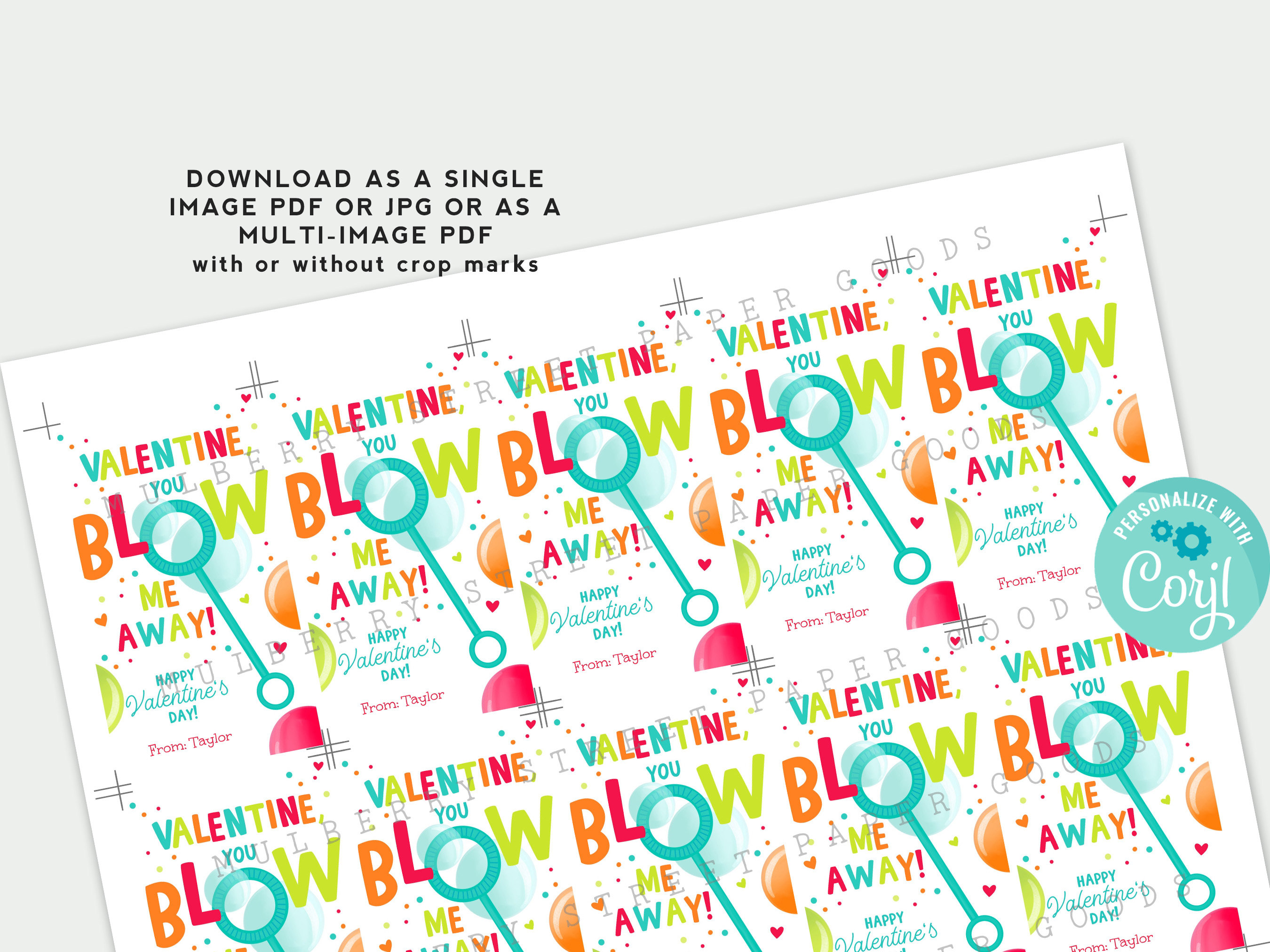 Printable Bubbles Classroom Valentine Card, Instant Download Valentine ...