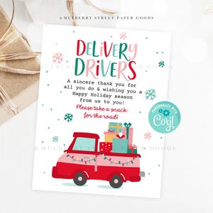 Editable Christmas Delivery Driver Treat Station Printable Digital ...