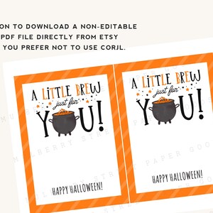 Printable A Little Brew Just for You Gift Card Holder, Happy Halloween ...