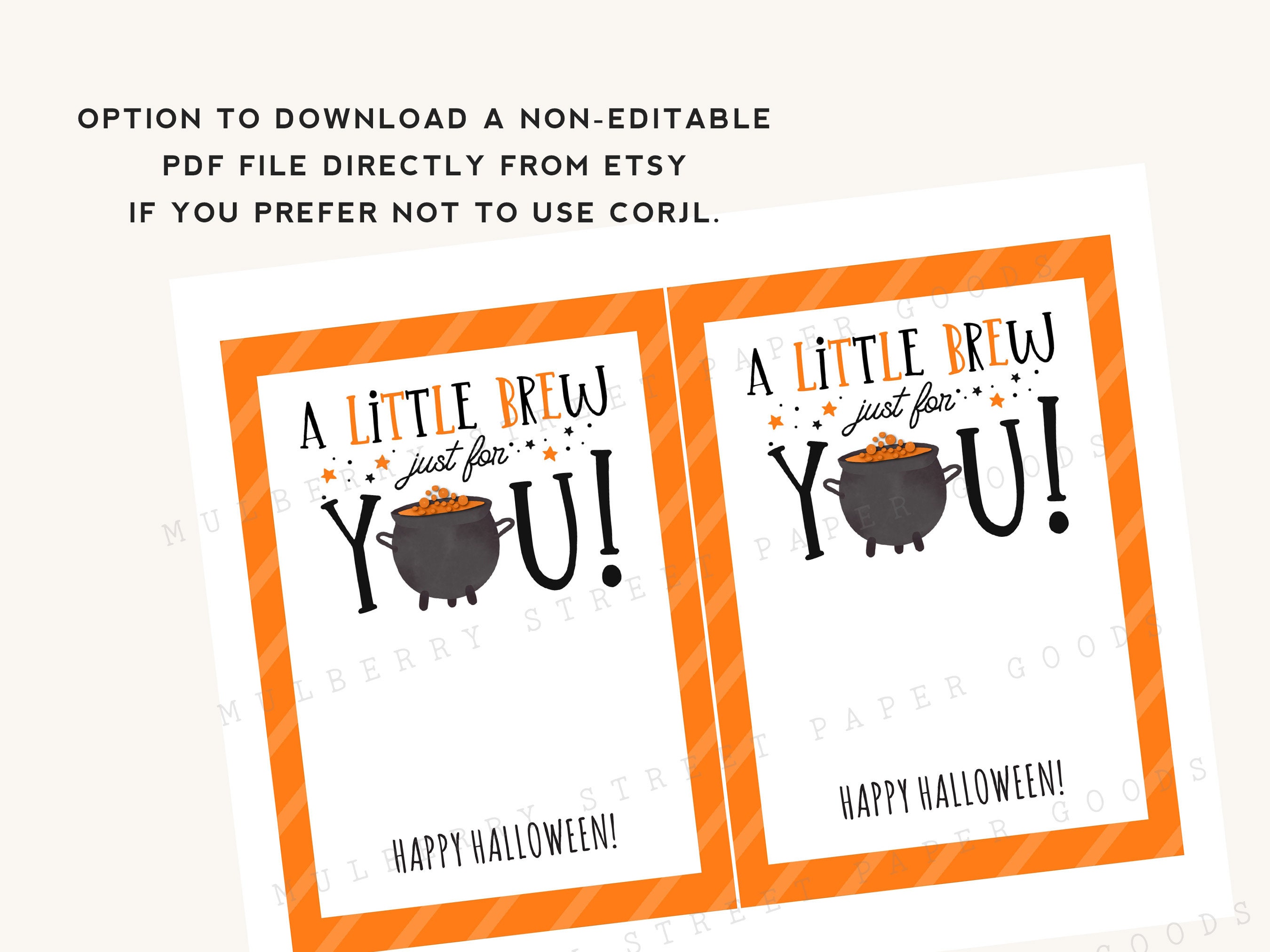 Printable A Little Brew Just for You Gift Card Holder, Happy Halloween ...