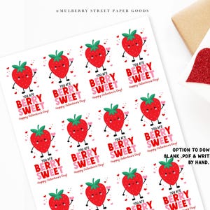 Berry Sweet Valentine Gift Tag Printable Digital Download Classroom ...