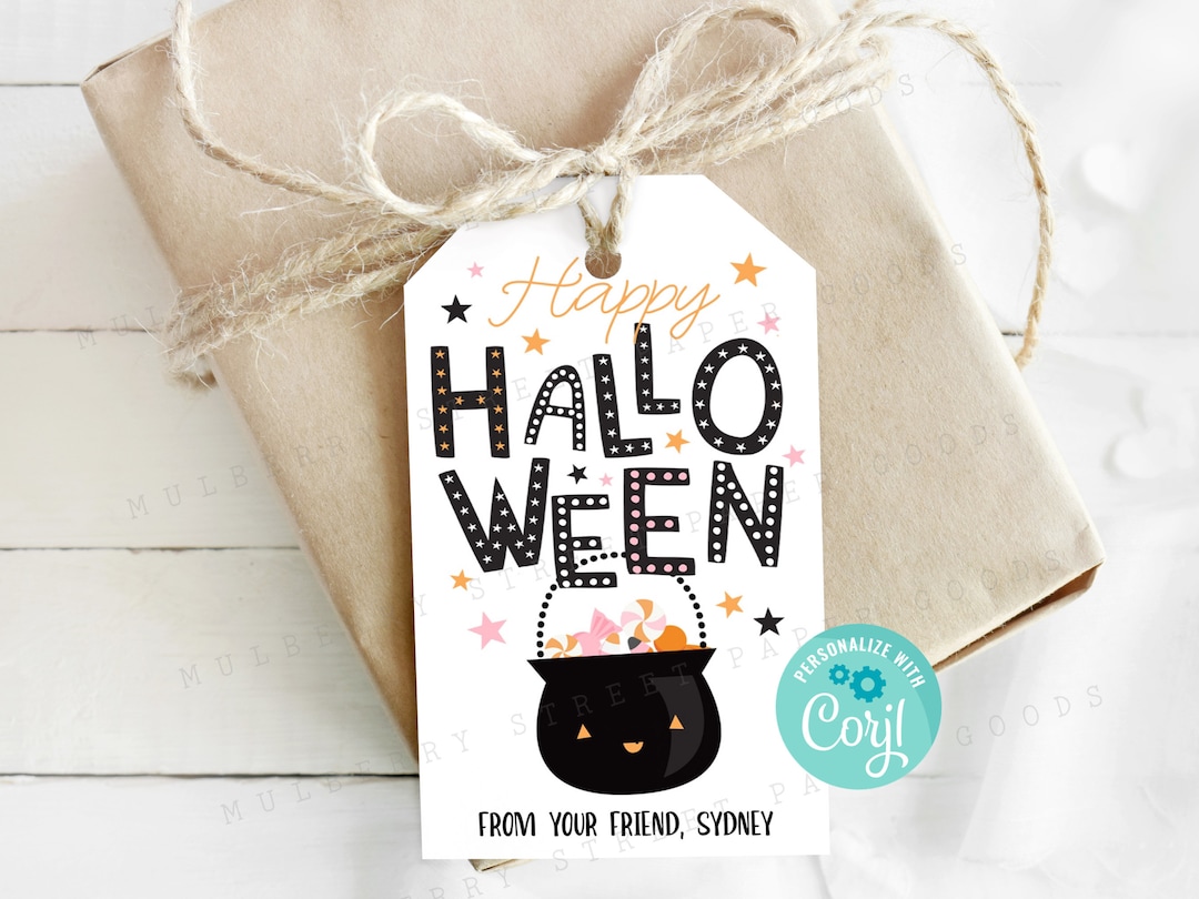 Printable Happy Halloween Treat Bag Tag, Trick or Treat Halloween Gift ...
