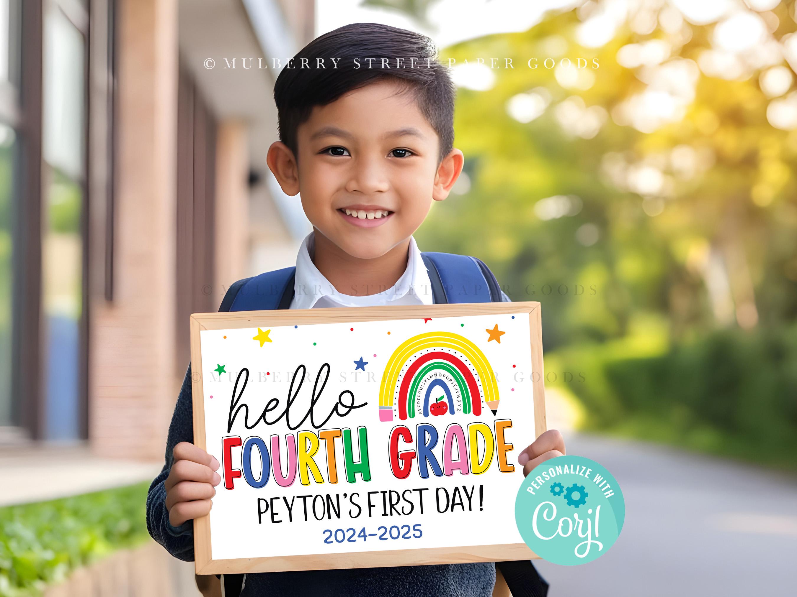 Editable First Day of School Sign Hello Fourth Grade Printable Sign ...