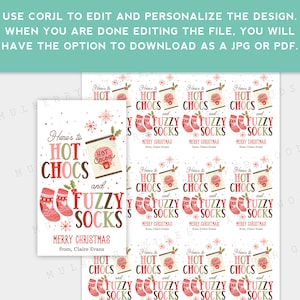 Printable Hot Chocs and Fuzzy Socks Christmas Gift Tag, Hot Chocolate ...