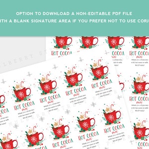 Printable Hot Cocoa Christmas Gift Tag, Holiday Hot Cocoa Treat Bag Tag ...