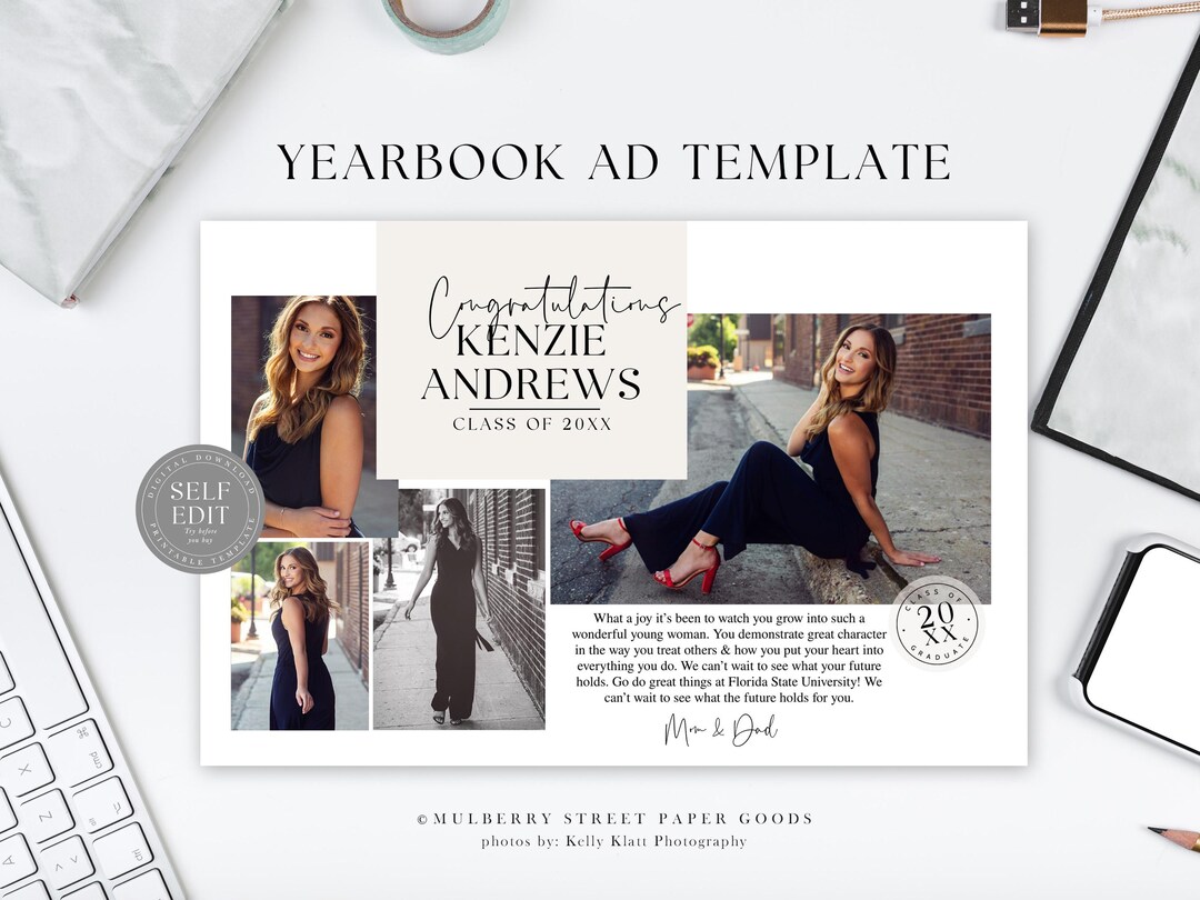 Editable Yearbook Ad Template Half Page Yearbook Ad Canva Template ...