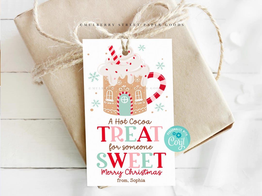 Editable Christmas Hot Cocoa Gift Tag Digital Download Hot Chocolate ...