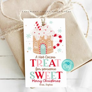 Editable Christmas Hot Cocoa Gift Tag Digital Download Hot Chocolate ...