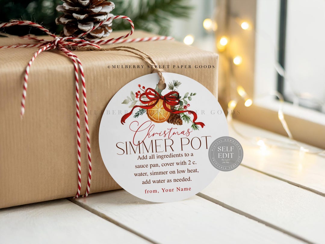 Editable Christmas Simmering Potpourri Label Printable Digital Download ...