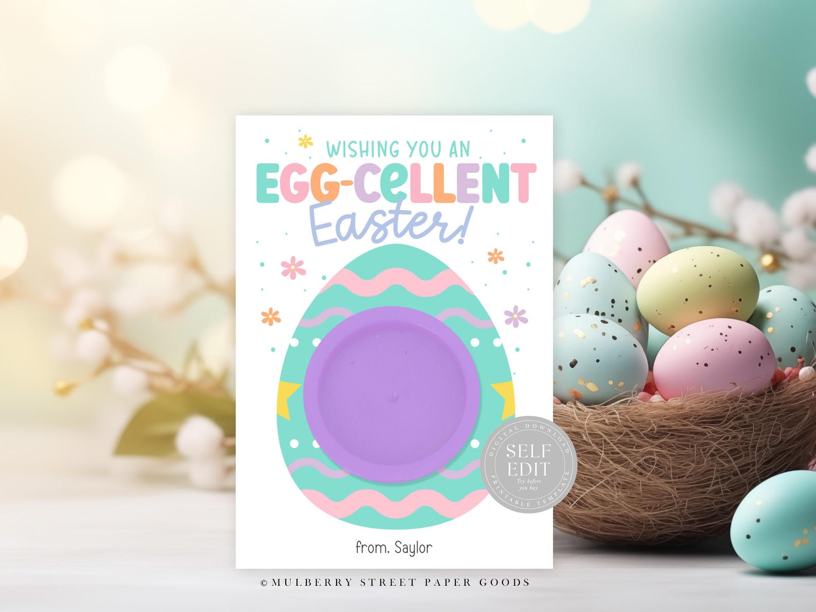 Easter Play Dough Card Holder Printable Doh Easter Canva Template ...