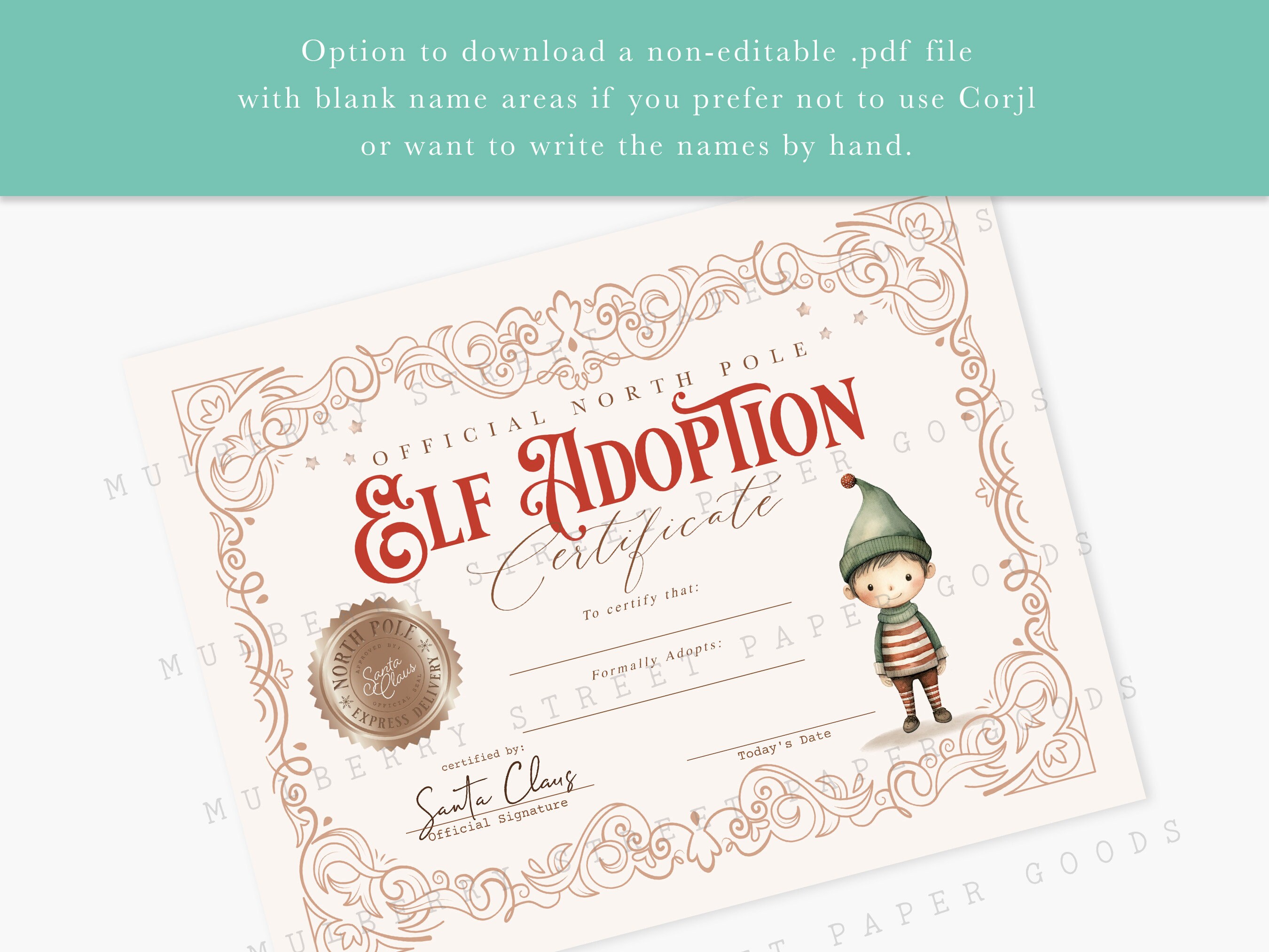 Editable Elf Adoption Certificate Printable, Downloadable Elf Tradition ...