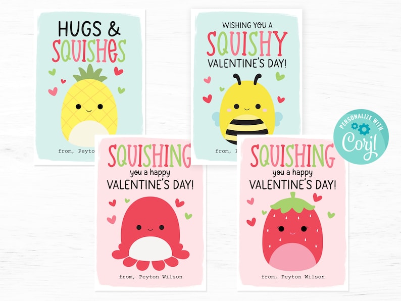 Printable Squish Valentine's Day Card Kids Classroom - Etsy